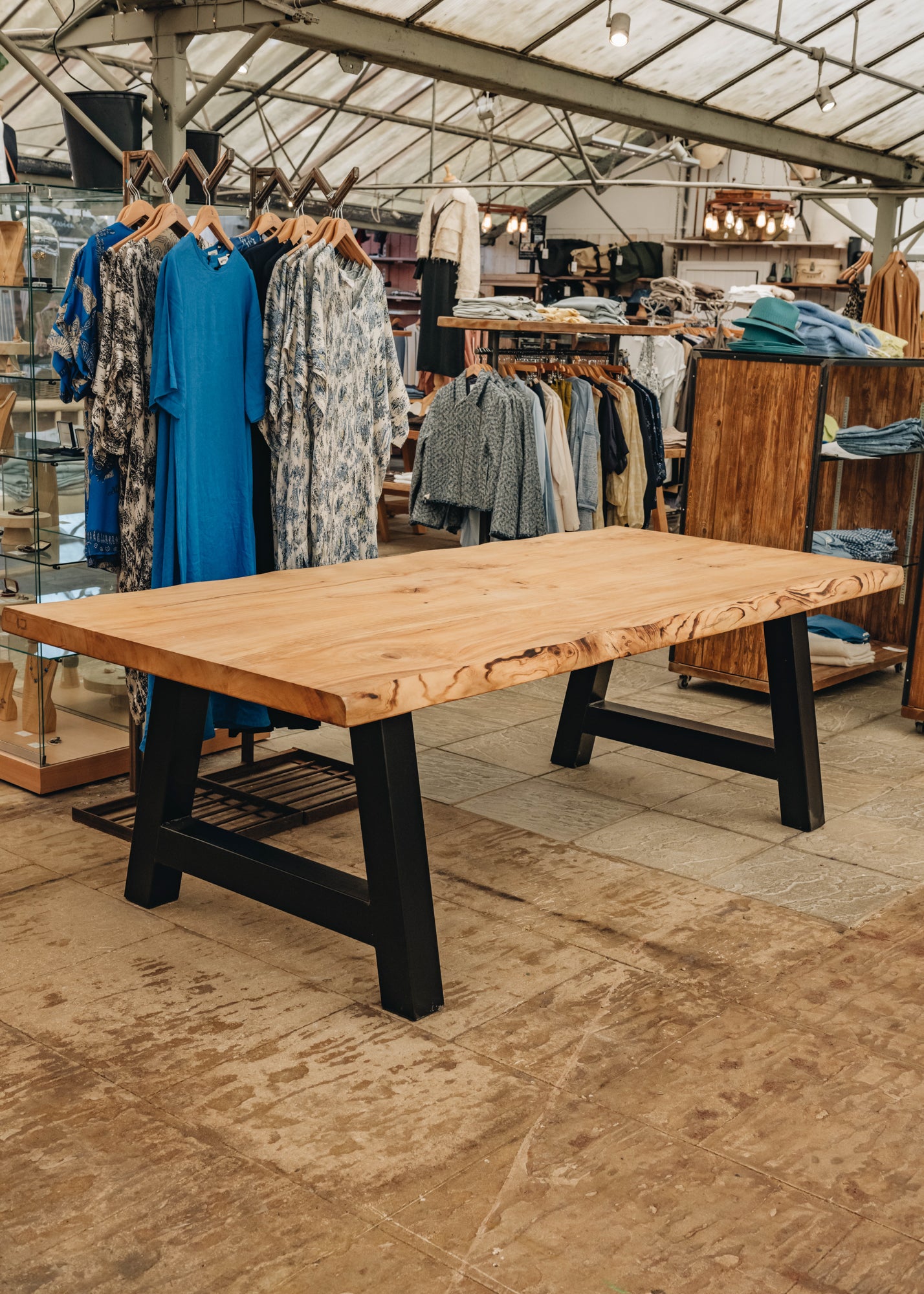 Ash Top Table with Metal A-Frame Base – Burford Garden Co.