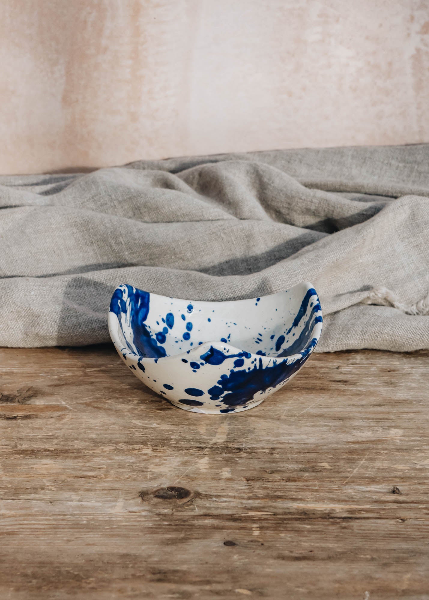 Ivan Ros Blue Splatter Triangular Bowl | Burford Garden Co.