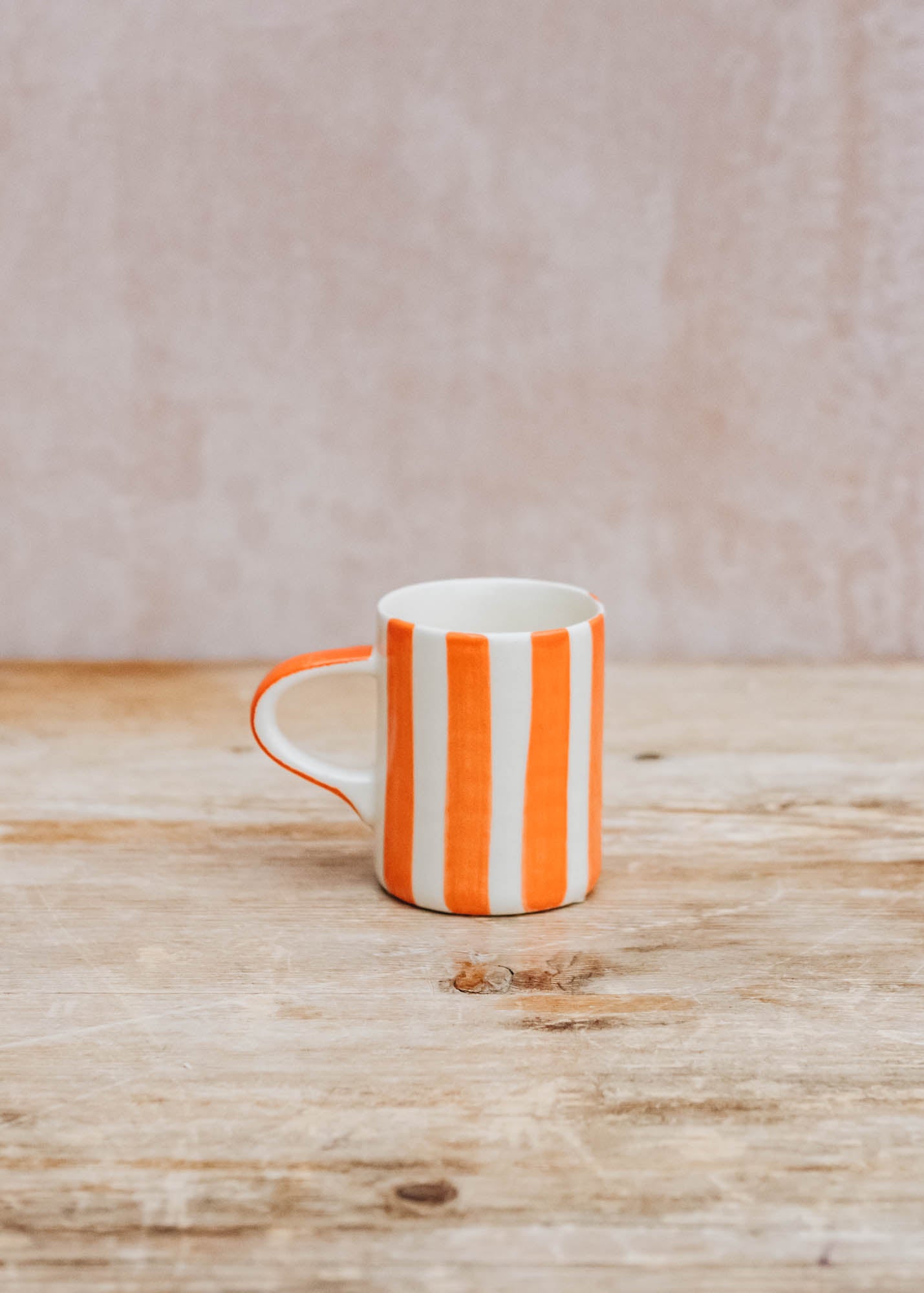 Musango Pottery Espresso Candy Stripe Mug in Tangerine | Burford Garden Co.