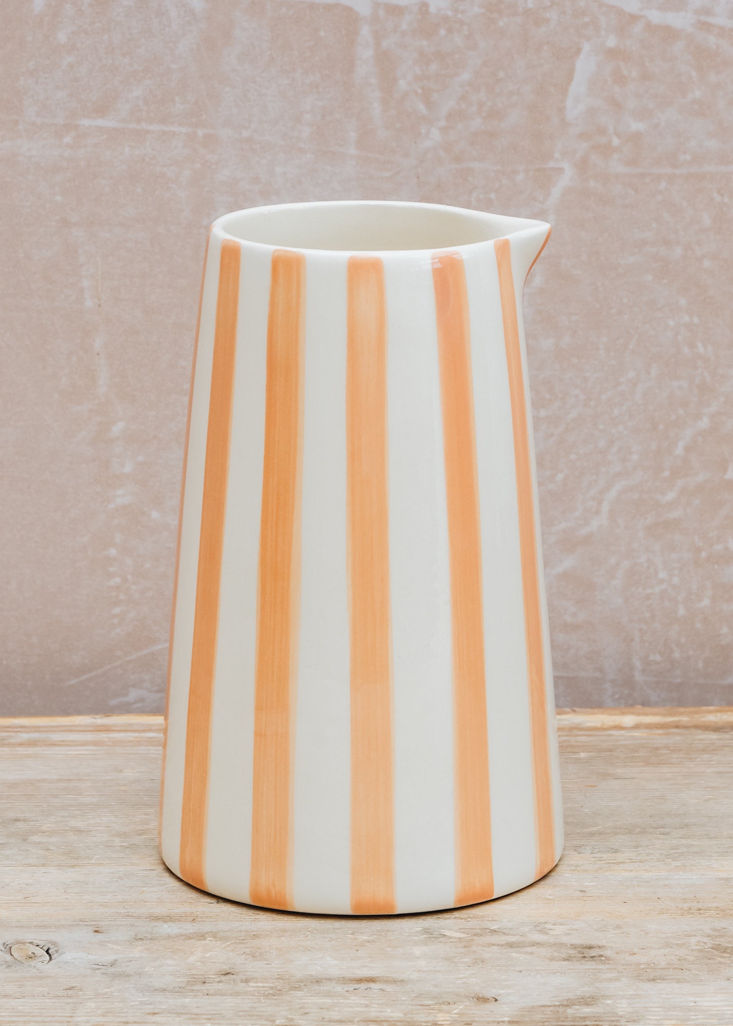Musango Pottery Candy Stripe Pitcher in Peach | Burford Garden Co.