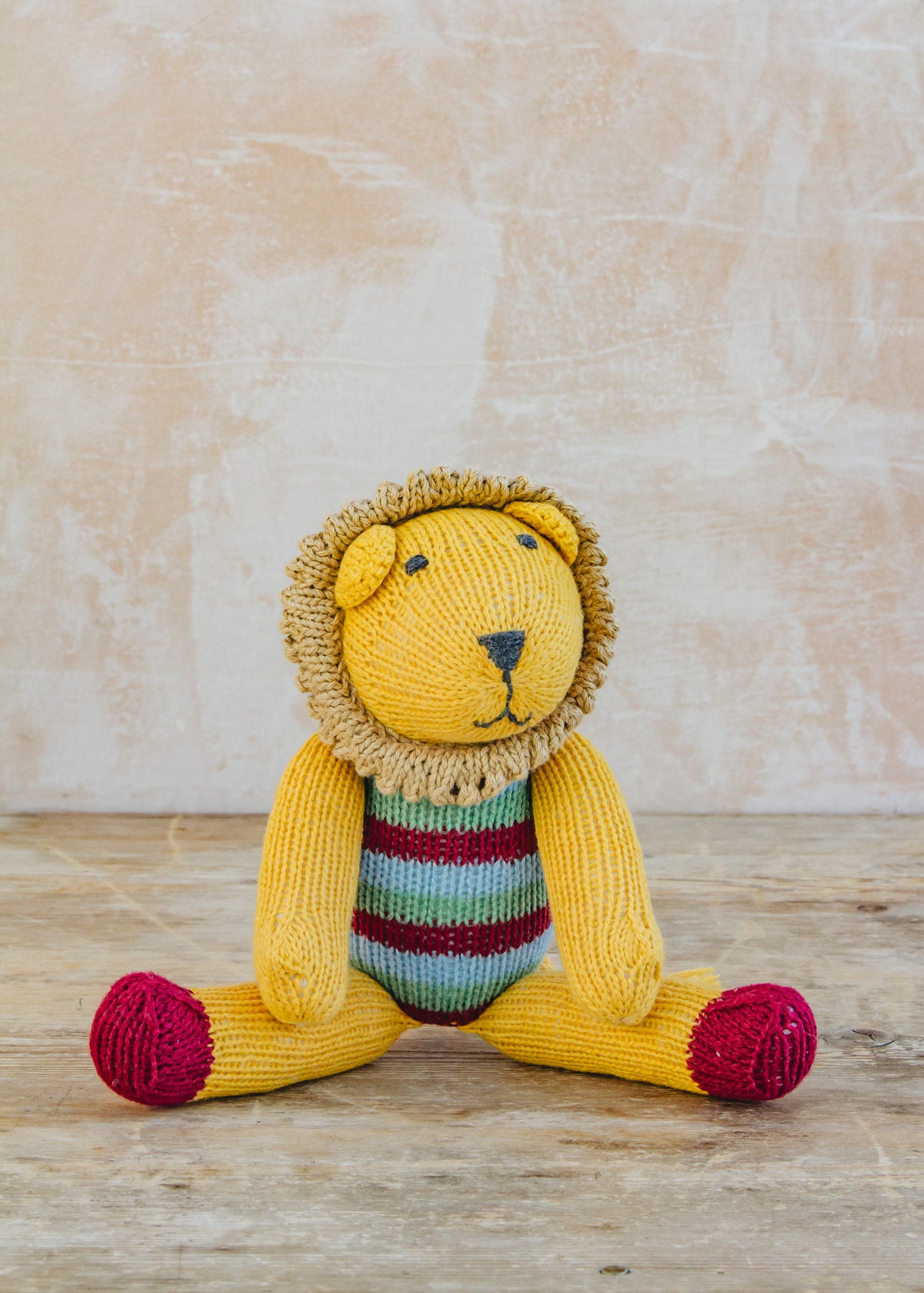 Knitted Lion in Red, Blue and Green Stripe Leotard – Burford Garden Co.
