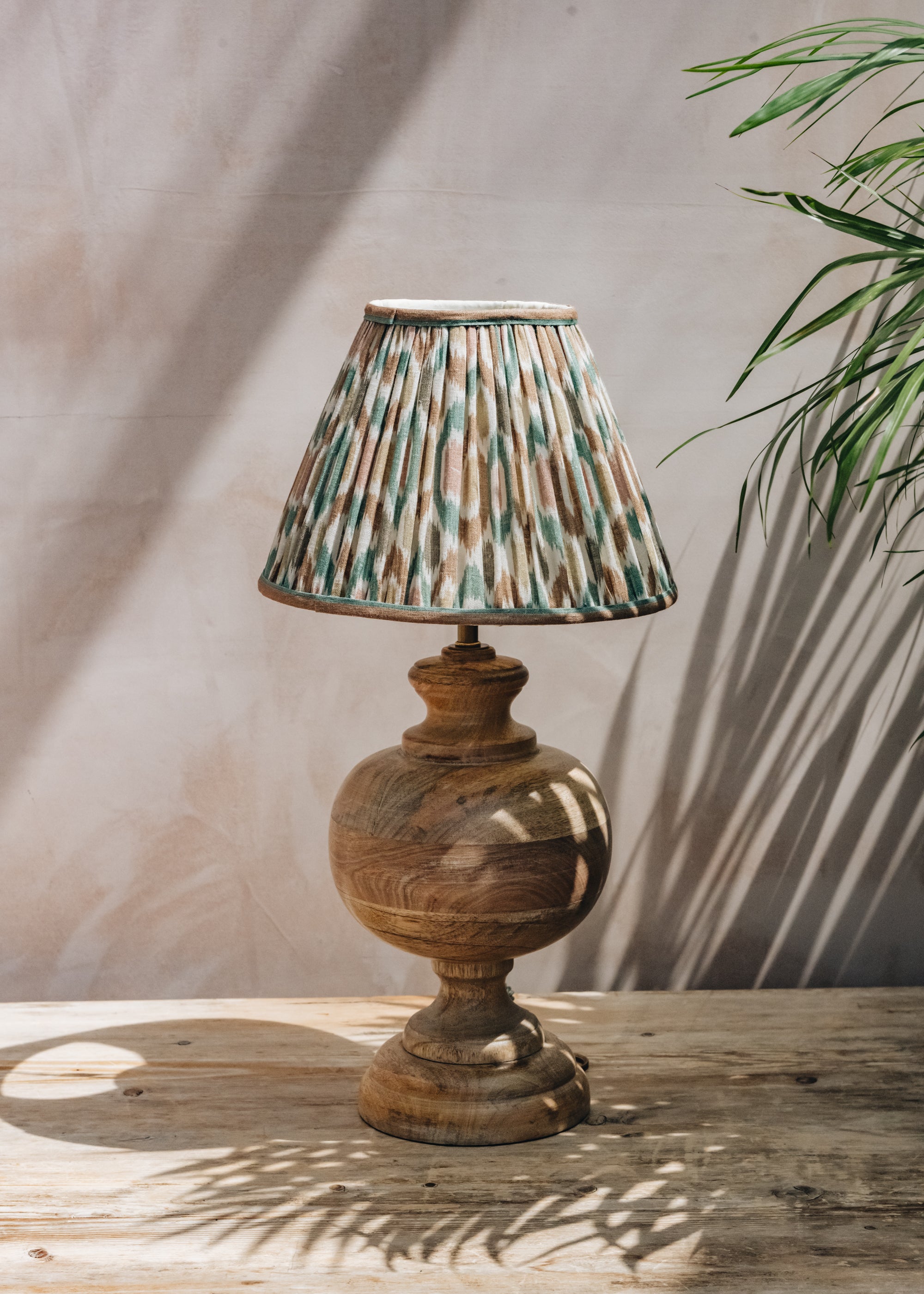 GP & J Baker Ikat Spot Linen Empire Shade in Teal and Brown, 25cm ...