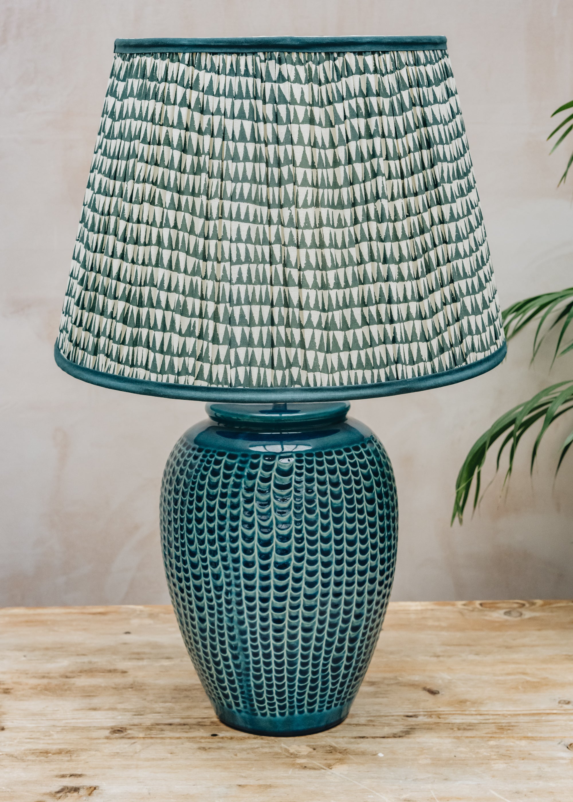 Savannah Block Print Straight Empire Shade in Teal, 45cm | Pooky ...