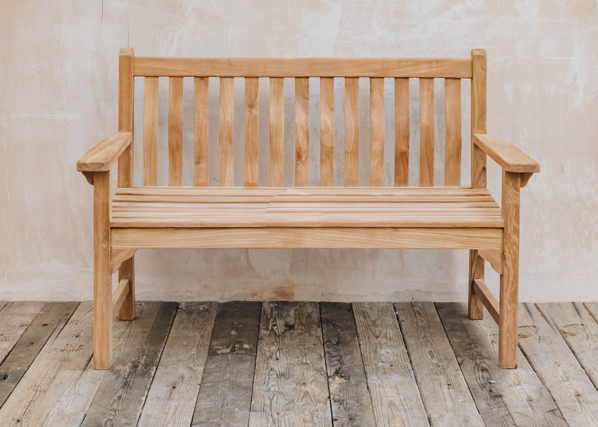 Bramblecrest Two Seater Curved Back Teak Bench | Burford Garden Co.